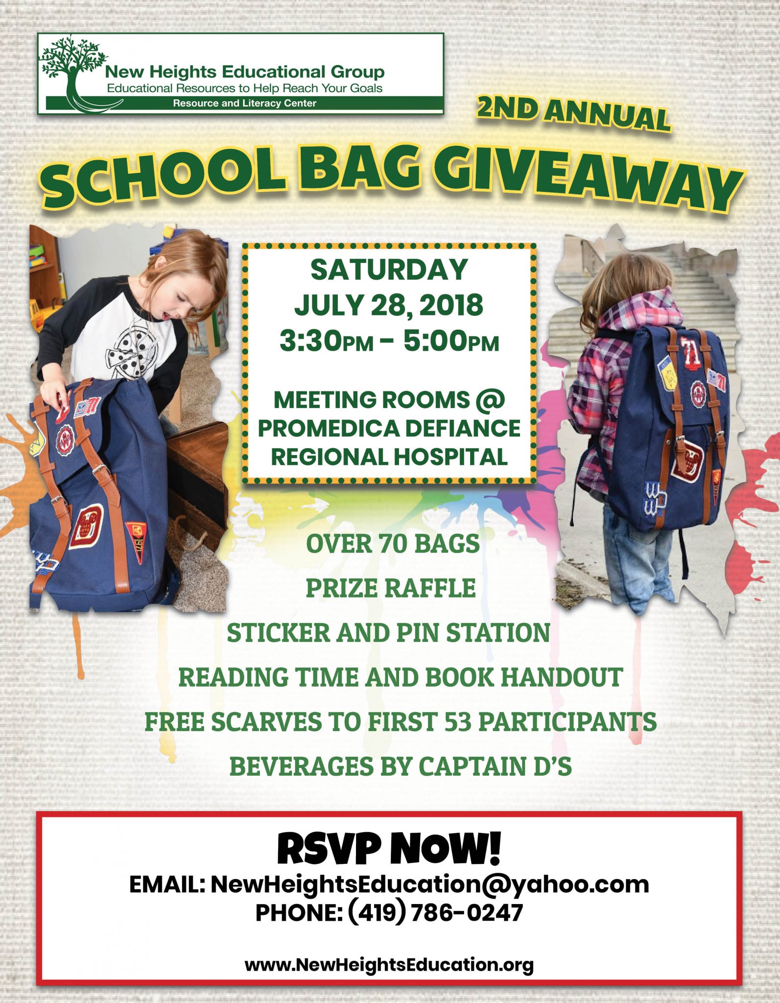 2nd Annual School Bag Giveaway - New Heights Educational Group, Inc.